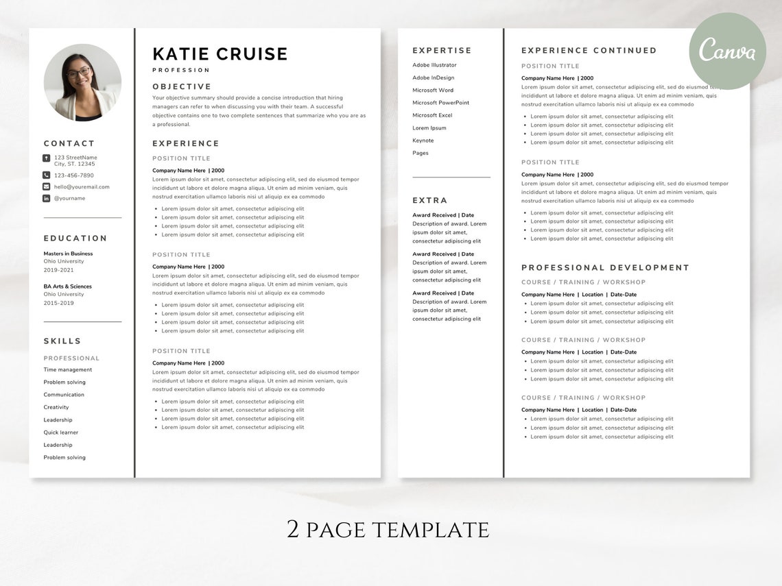 Simple Cv Template With Photo, Professional Resume Template, Modern Cv ...