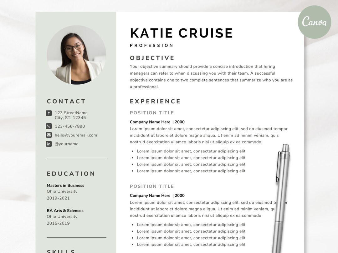 Cv Template With Photo, Cv Resume Template, Professional Resume ...