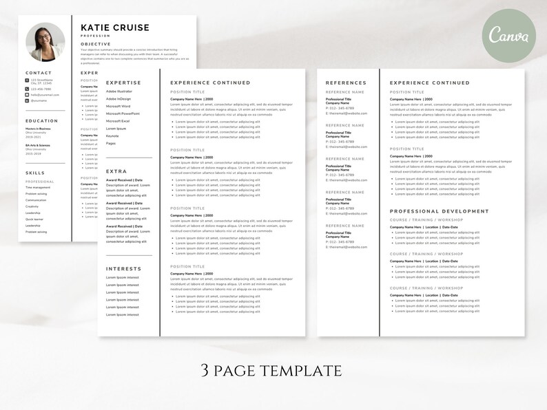 Simple Cv Template With Photo, Professional Resume Template, Modern Cv ...