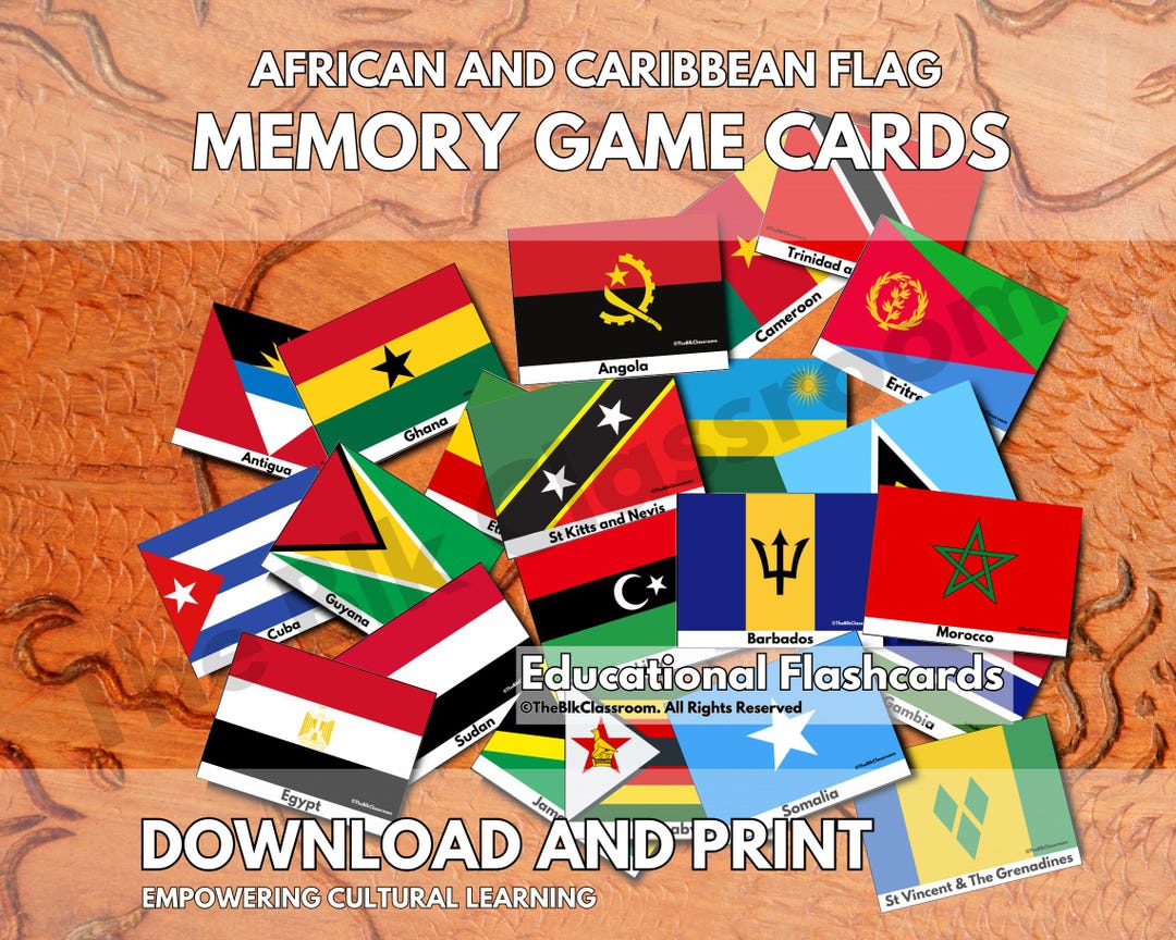 African and Caribbean Flag Memory Card Game | Printable Download - Etsy
