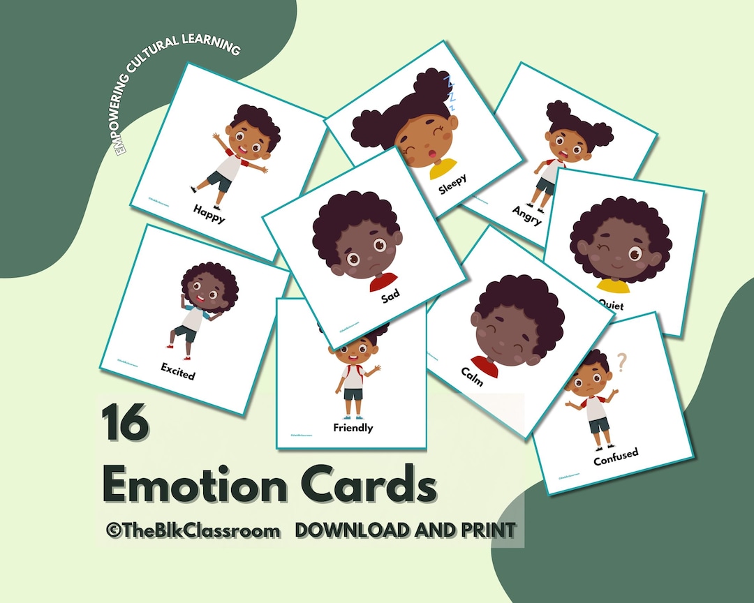 Printable Emotion Cards for Kids 16 Diverse Emotional Expression Cards ...
