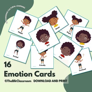 Printable Emotion Cards for Kids – 16 Diverse Emotional Expression ...