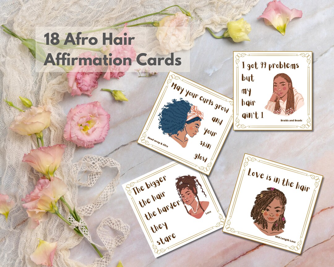 18 Afro Hair Affirmation Cards Black Hair Love Inspirational Download ...