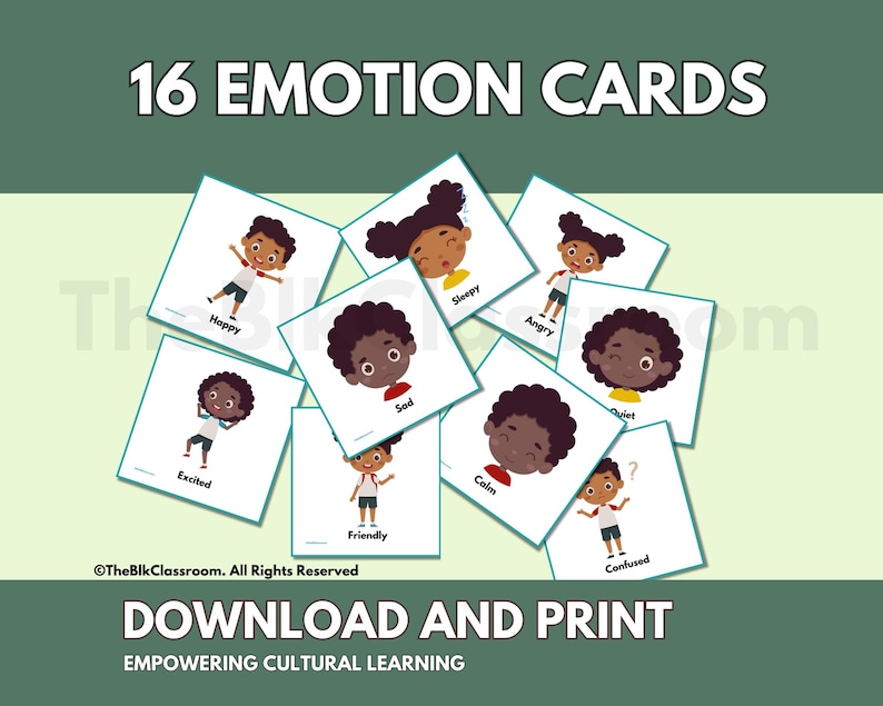 Printable Emotion Cards for Kids – 16 Diverse Emotional Expression ...