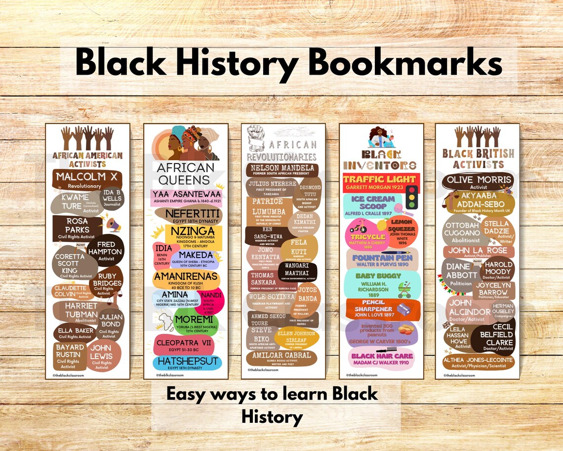 Black History Bookmarks | Printable Download - Etsy