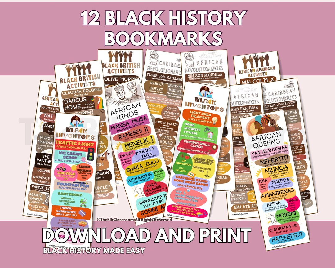 Black History Bookmarks | Printable Download - Etsy