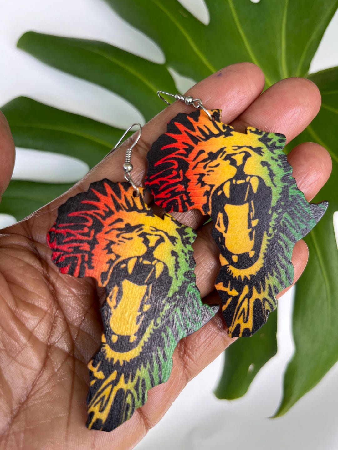 Rastafari Empress African Culture Roaring LION Earrings | Red Black ...