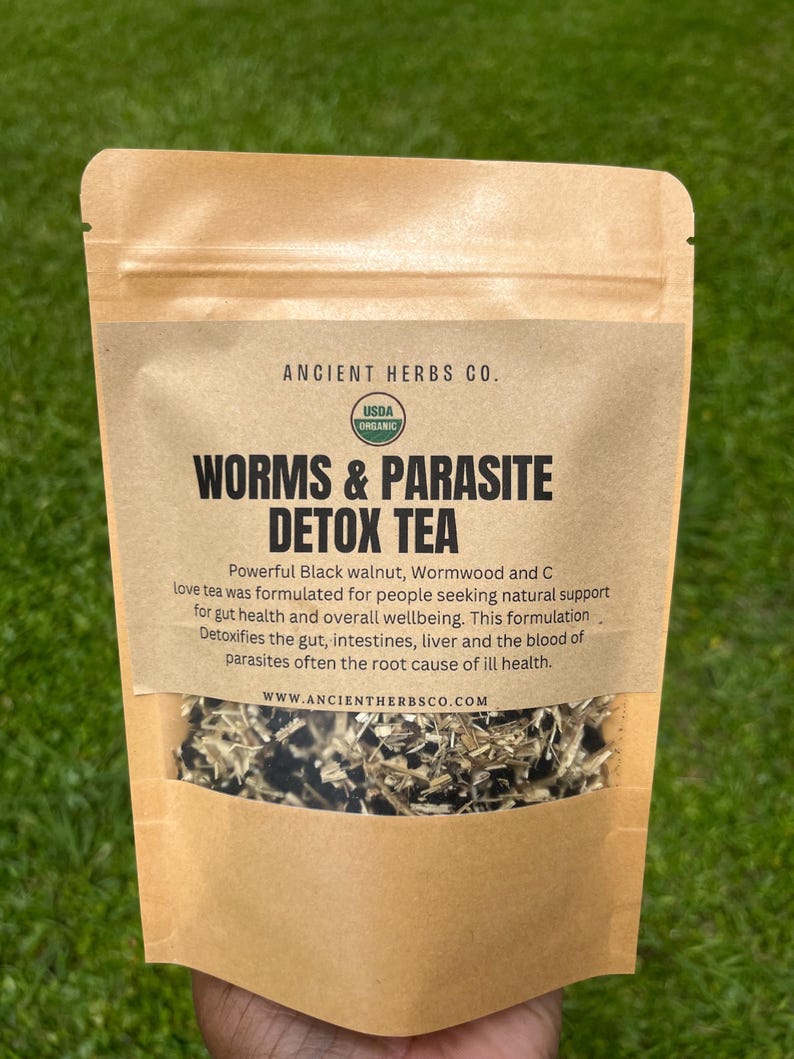 Organic Herbal Tea Gut Health Wormwood Black Walnut Hulls Cloves - Etsy