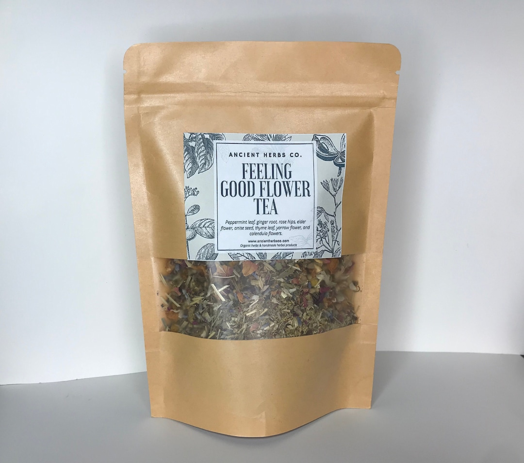 Handcrafted FEEL GOOD Flower Tea Blended Herbal Tea Dried Organic Herbs ...