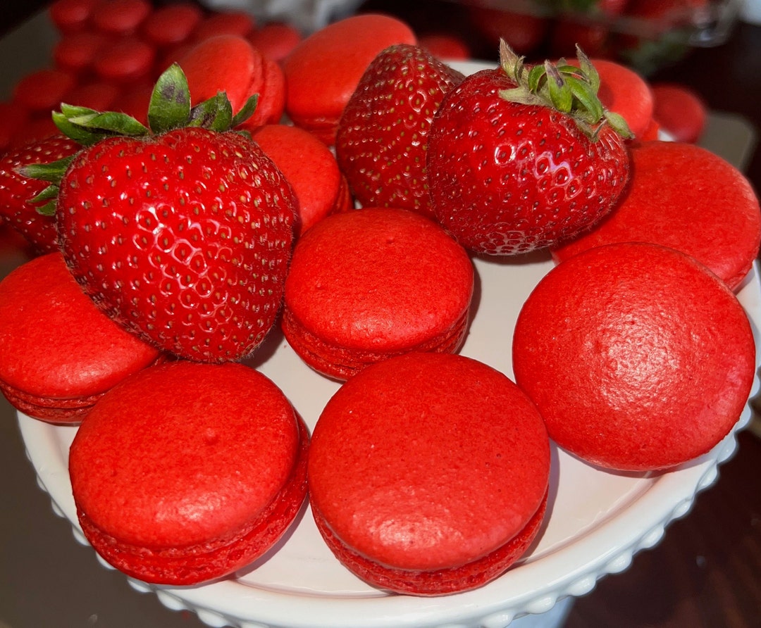 Red Strawberry Handmade Macaron - Etsy