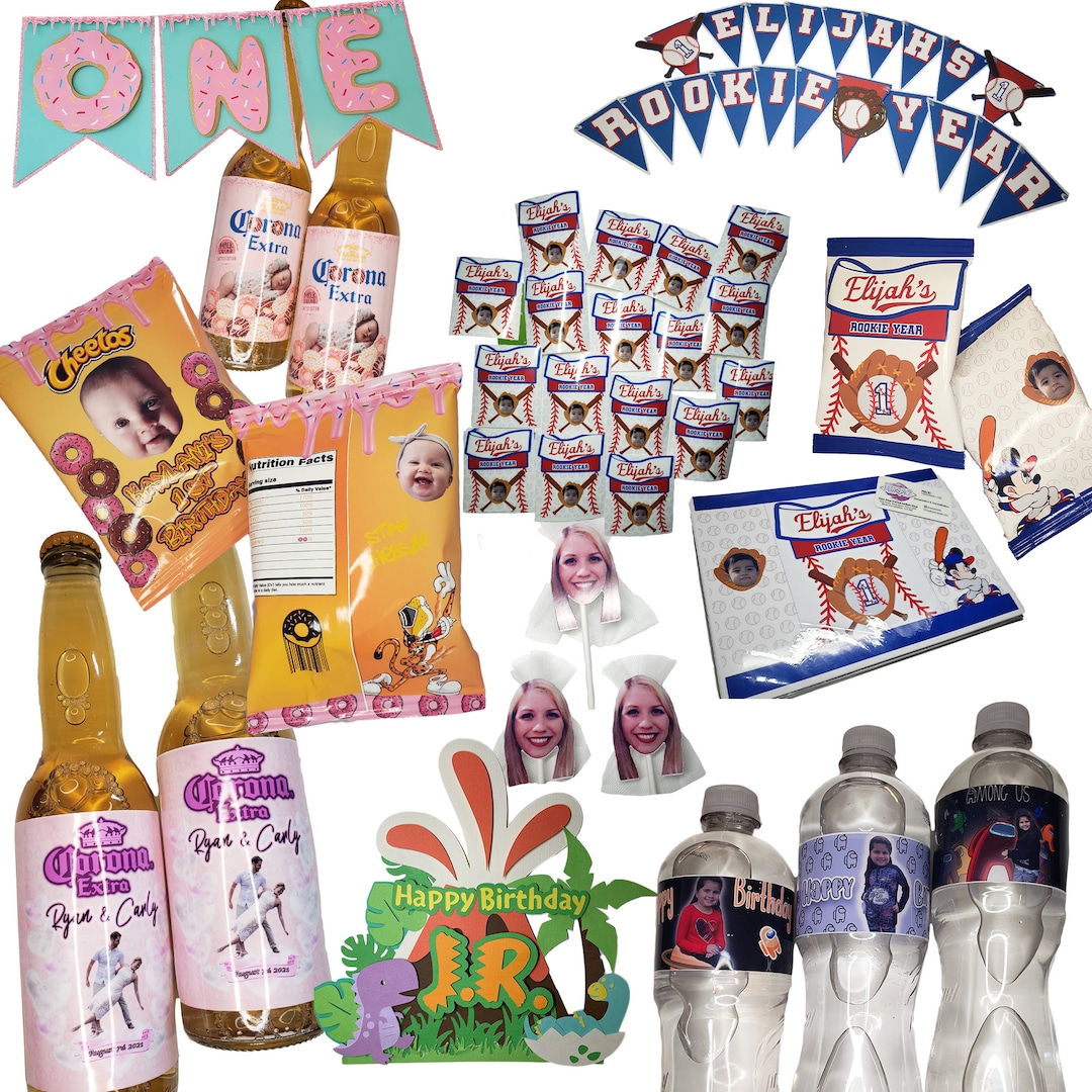 Custom Party Decor, Drink Label, Snack Wrapper, Chip Bags, Personalized ...