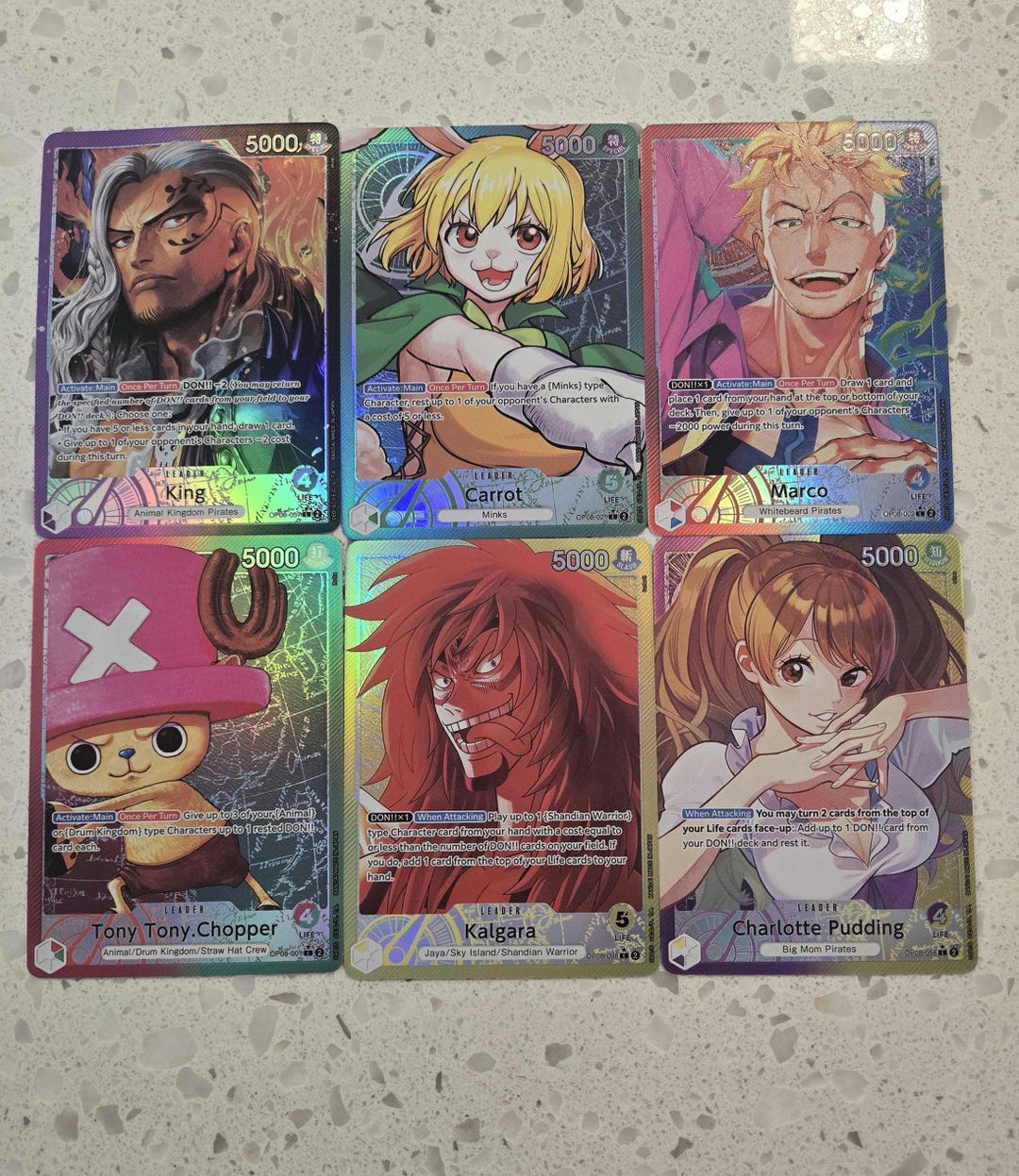 One Piece TCG OP 08 - Set of 6 PROXY - Two Legends Leader Card English ...