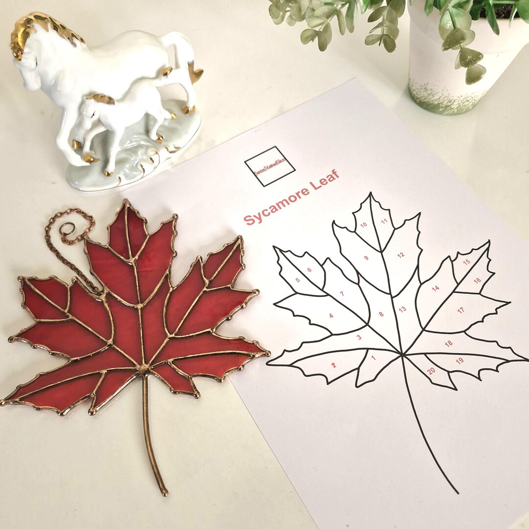 Digital Download PDF Pattern Stained Glass Sycamore Tree Leaf ...