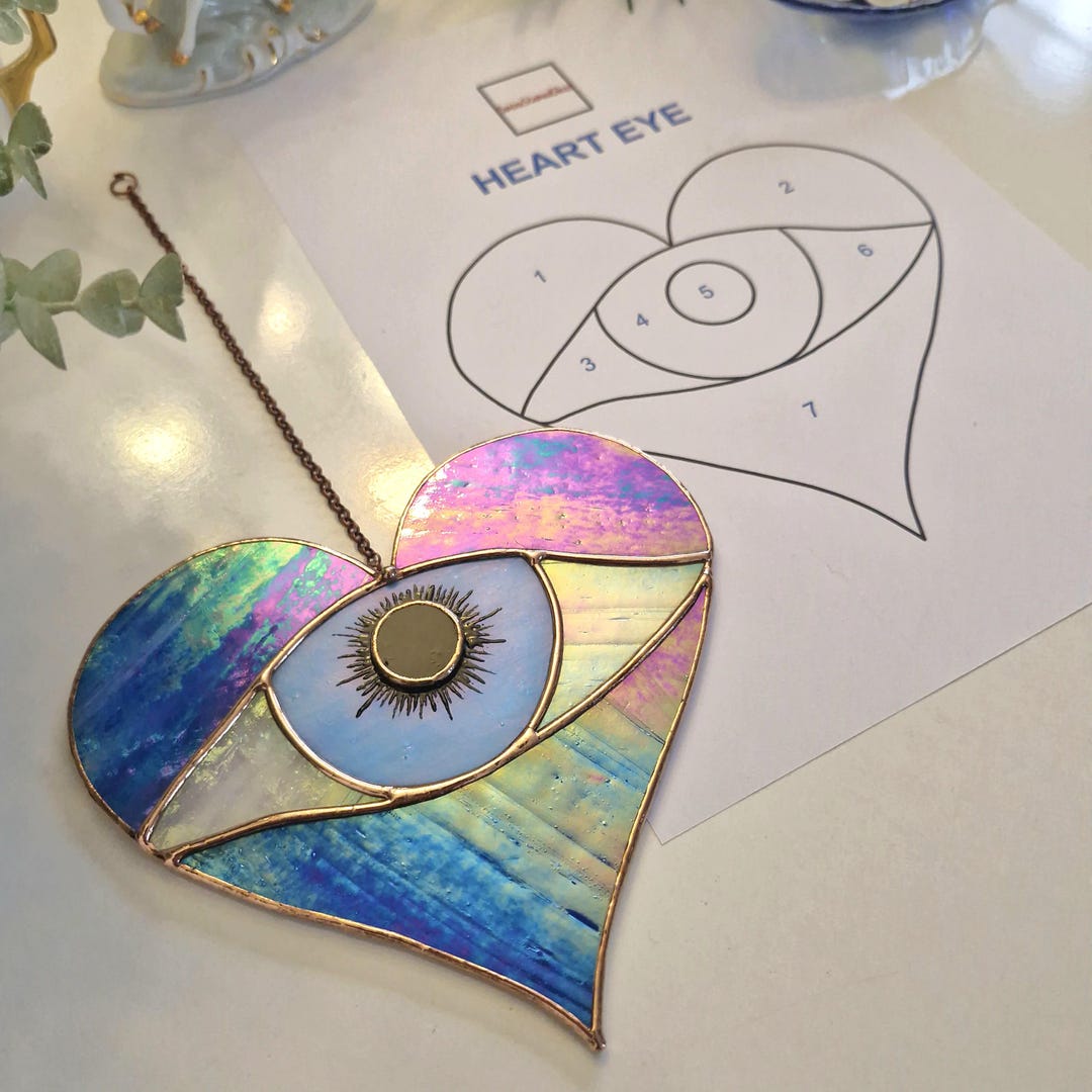 Stained Glass Heart Eye Suncatcher Pattern: DIY Glass Art (PDF Download ...