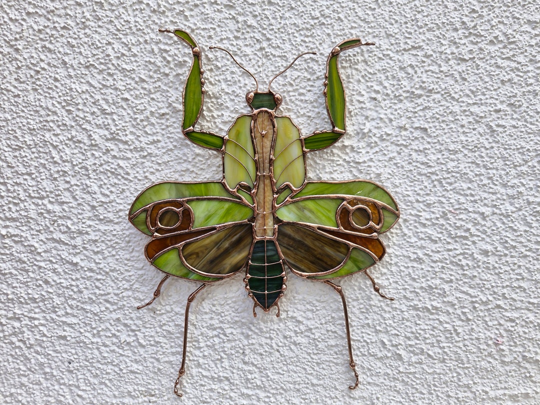 Stained Glass Insect Praying Mantis Suncatcher Window Wall Hanging ...