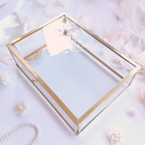 Glass and Brass Gold Color Box, Jewelry Box & Wedding Memories Keepsake ...