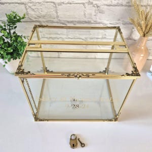 Rustic Gold Glass Wedding Card Box With Lock & Card Slot - Etsy