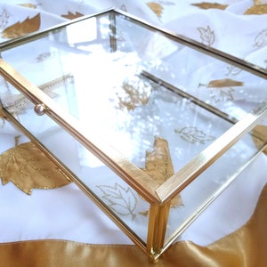 Glass and Brass Gold Color Box, Jewelry Box & Wedding Memories Keepsake ...