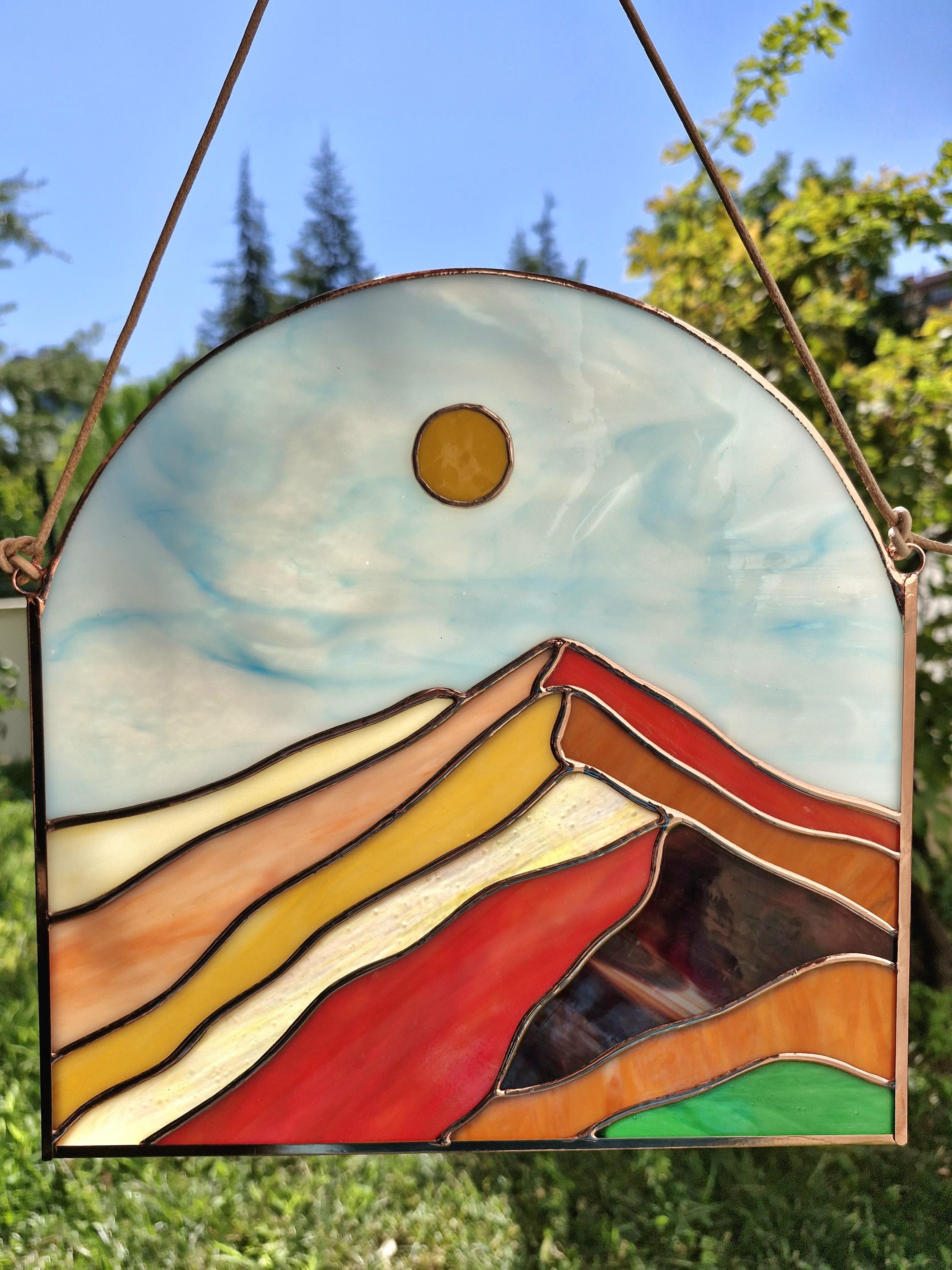Stained Glass Mountains Landscape Panel, Stained Glass Mountains ...