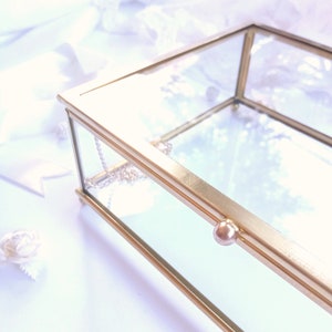 Glass and Brass Gold Color Box, Jewelry Box & Wedding Memories Keepsake ...