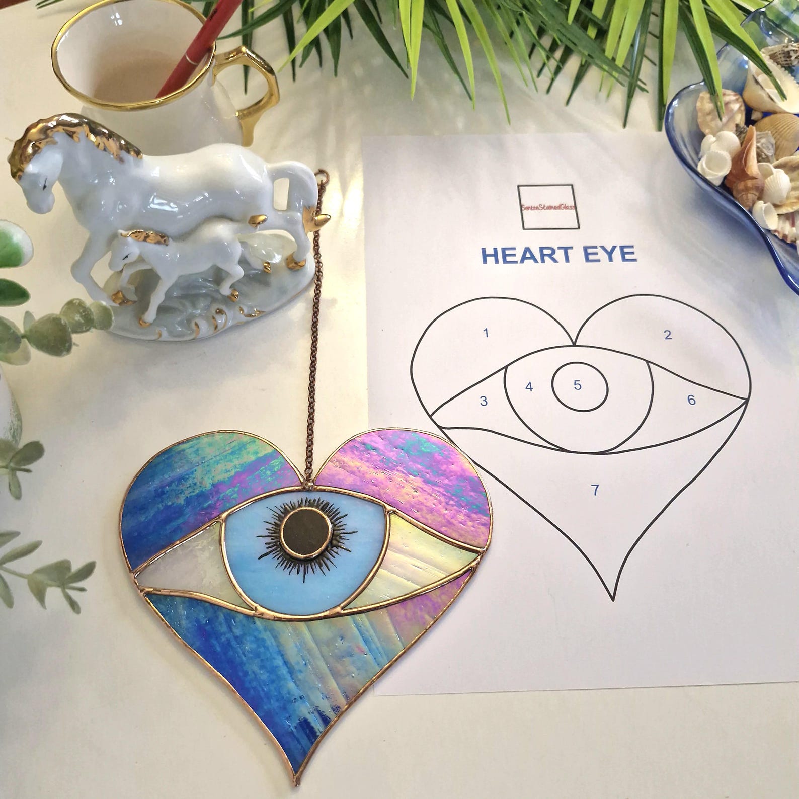 Stained Glass Heart Eye Suncatcher Pattern: DIY Glass Art (PDF Download ...