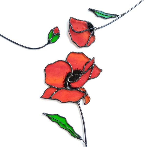 Stained Glass Poppy - Etsy