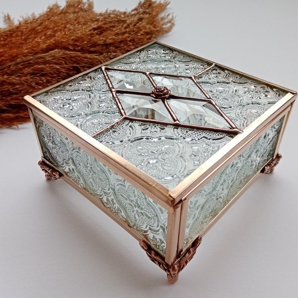 Gold Glass Jewelry Box - Etsy