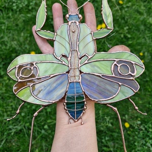 Stained Glass Praying Mantis Incect Suncatcher Window Wall Hanging ...