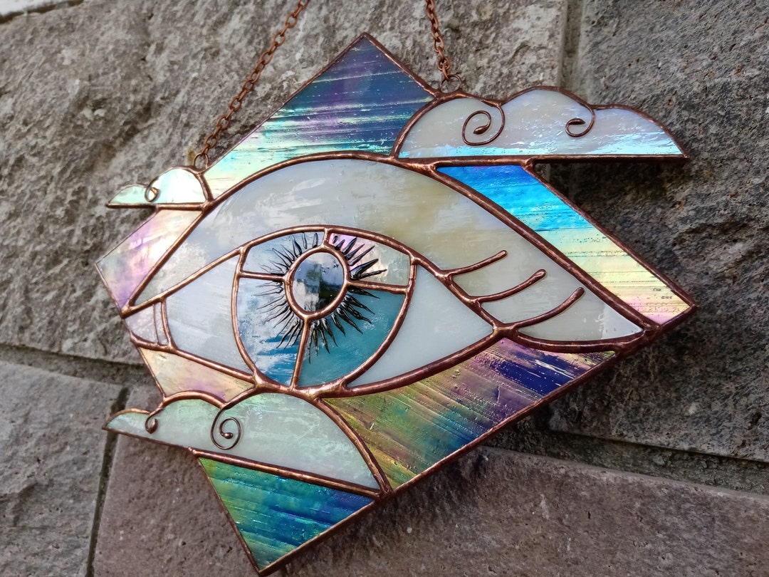 Stained Glass Eye Suncatcher: Iridescent Window Hanging Decor - Etsy