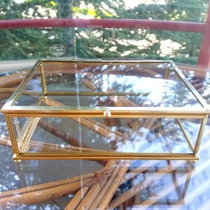 Glass and Brass Gold Color Box, Jewelry Box & Wedding Memories Keepsake ...