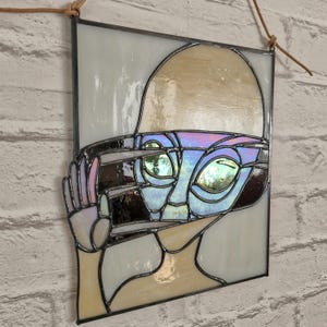 Stained Glass Alien Panel Suncatcher Window Wall Home Decor, Gift for ...