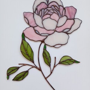 Stained Glass Peony, Peony Flower Suncatcher, Pink Peony Window Wall ...