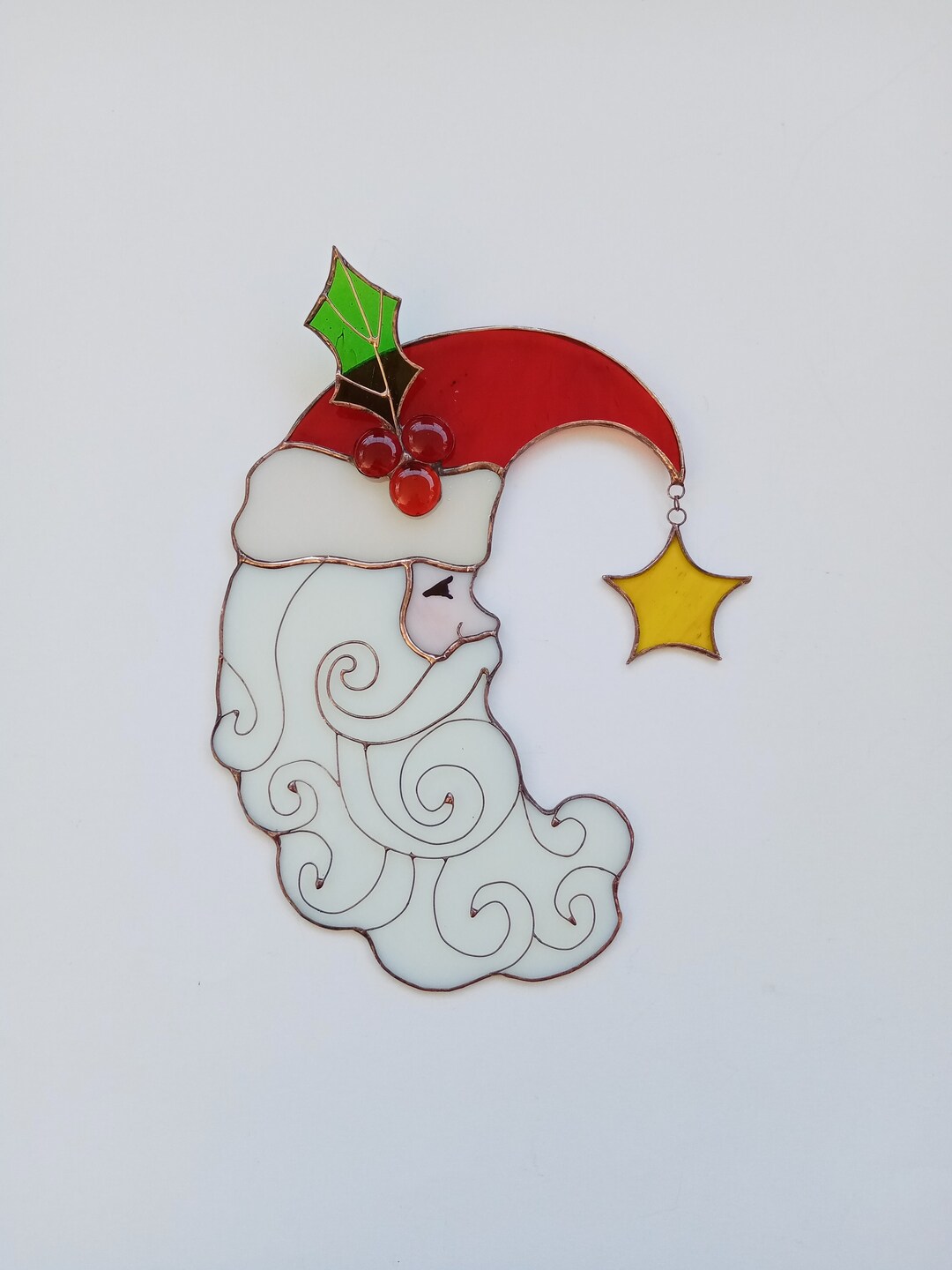 Stained Glass Santa Claus Father Suncatcher, Stained Glass Christmas ...