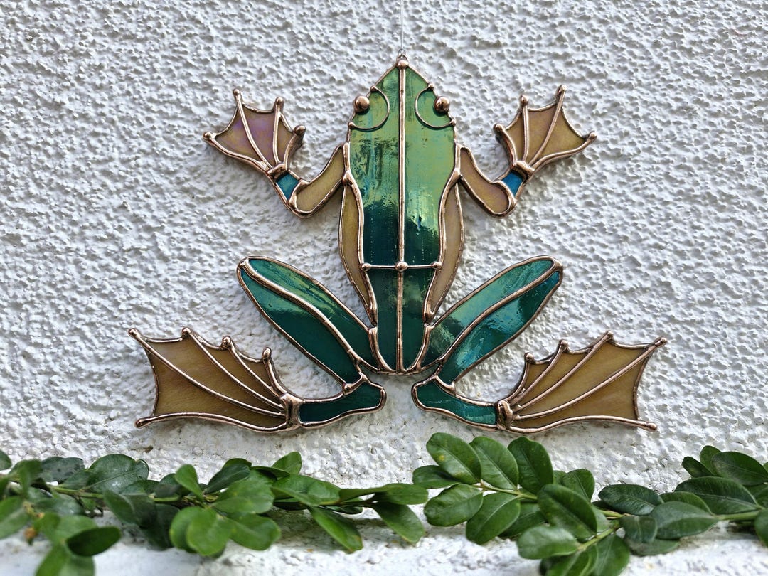 Stained Glass Green Frog Suncatcher Window Wall Hanging, Frog Animal ...