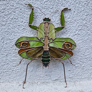 Stained Glass Praying Mantis Incect Suncatcher Window Wall Hanging ...