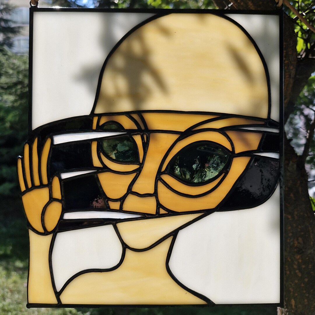 Stained Glass Alien Panel Suncatcher Window Wall Home Decor, Gift for ...