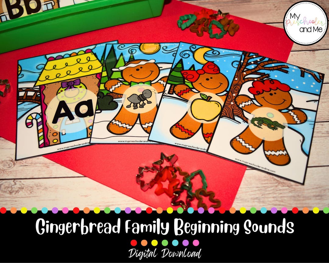 Gingerbread Beginning Sounds Game | Preschool Christmas Literacy Center ...