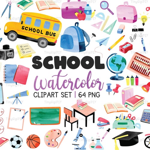 School Clipart Bundle Back to School Clipart Png School - Etsy