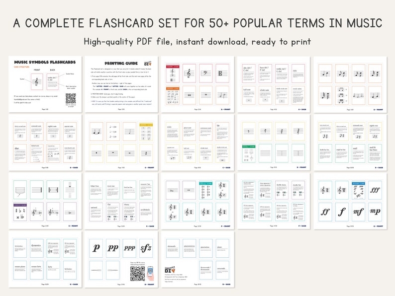 Music Symbols Flashcards: Montessori Music Theory (printable) - Etsy
