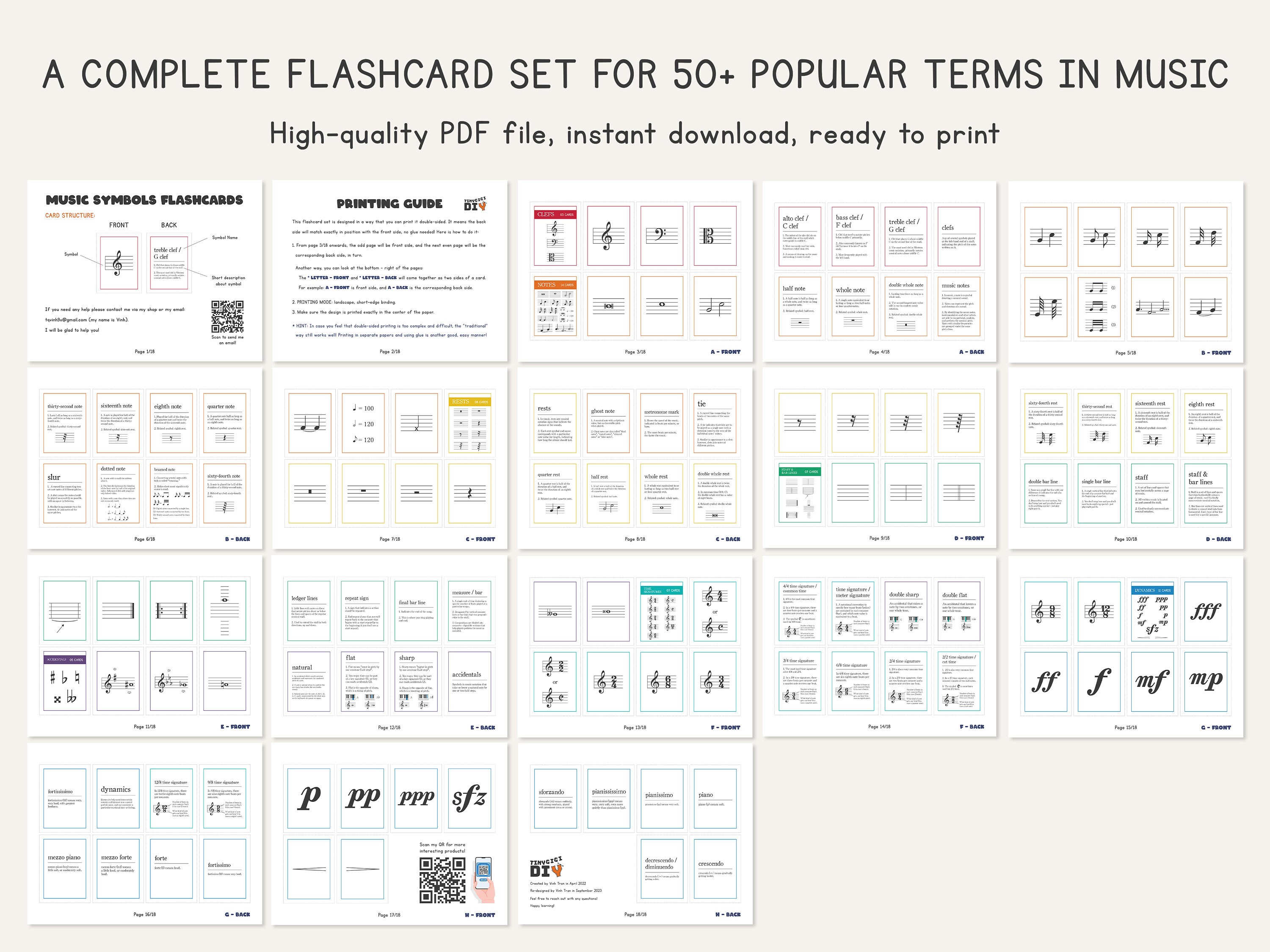 Music Symbols Flashcards: Montessori Music Theory (printable) - Etsy