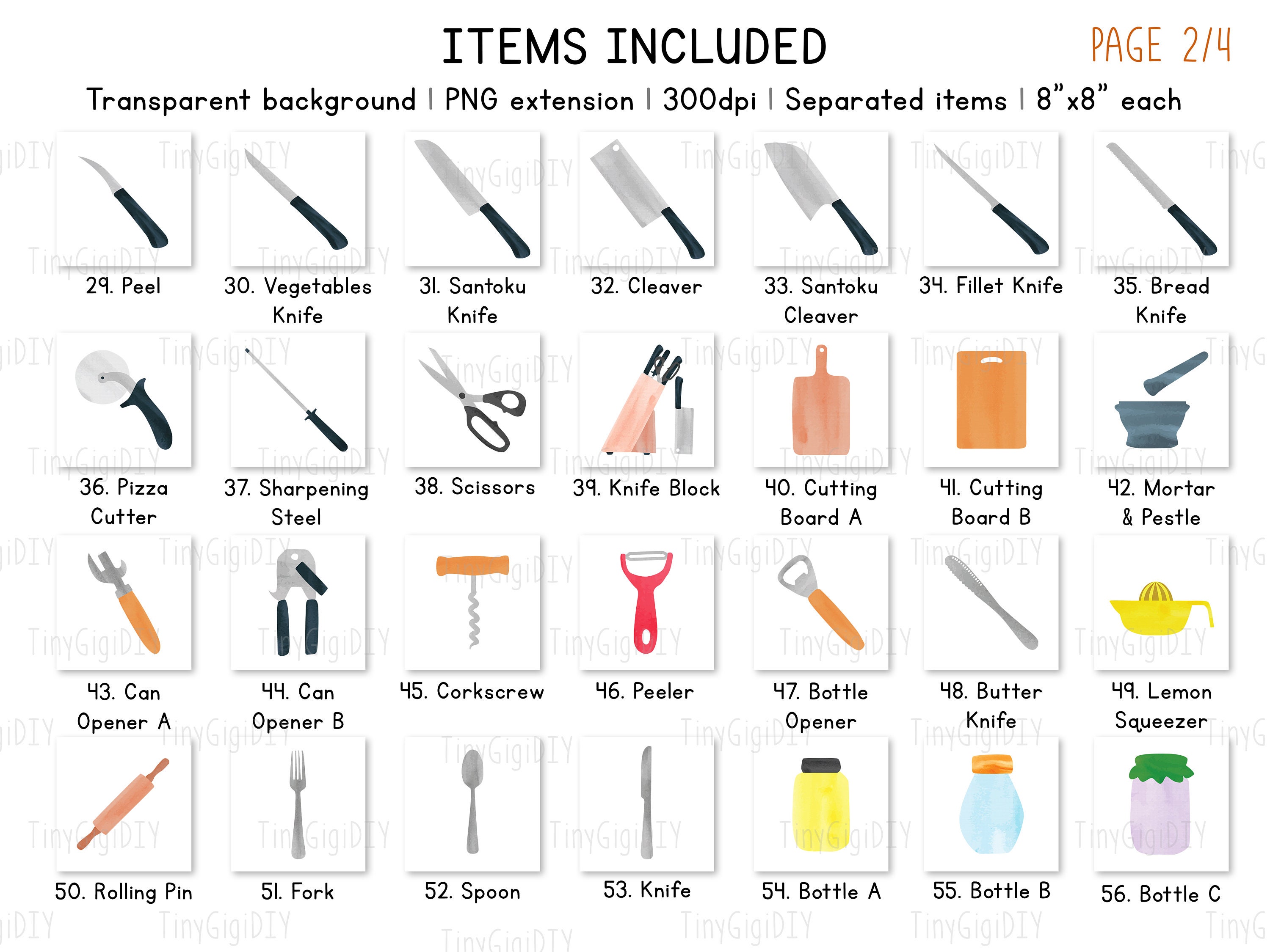 Kitchen Utensils Clipart Bundle, Cooking Clipart Set Png, Kitchen Png ...