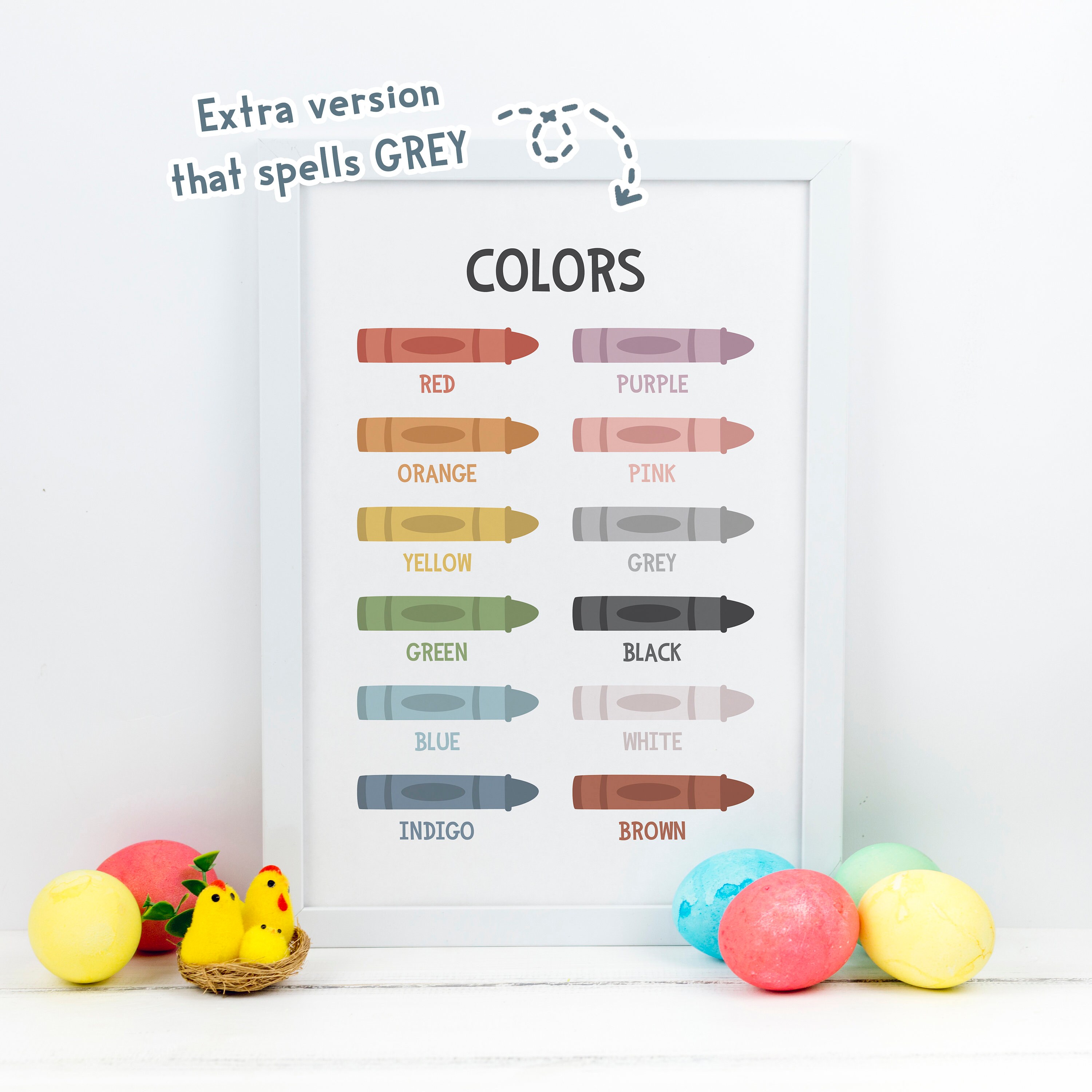 Educational Colors Poster Kids Wall Decor Crayon Colors - Etsy