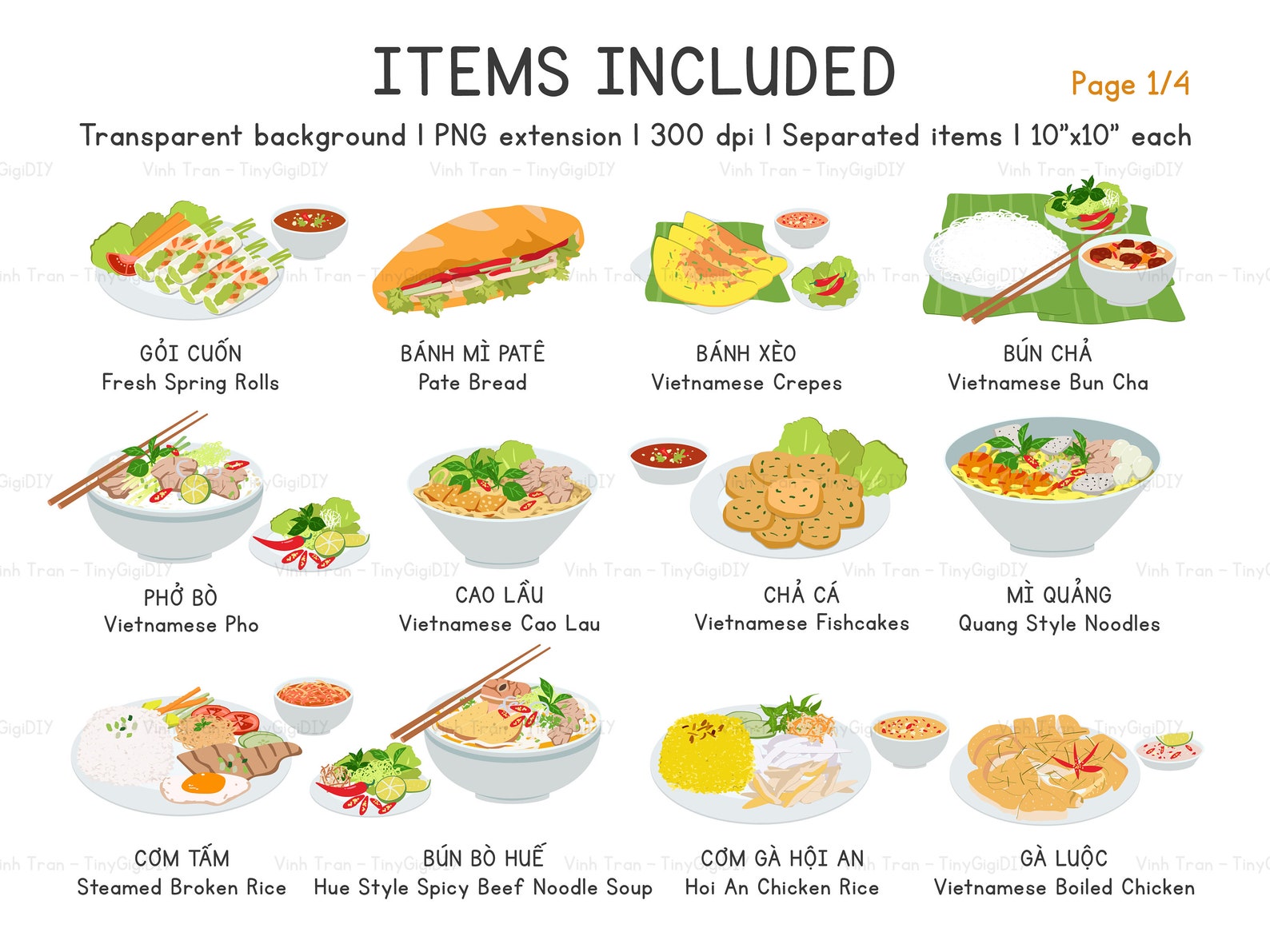 Vietnamese Food Clipart Set Vietnamese Cuisine Png, Eps Culture ...