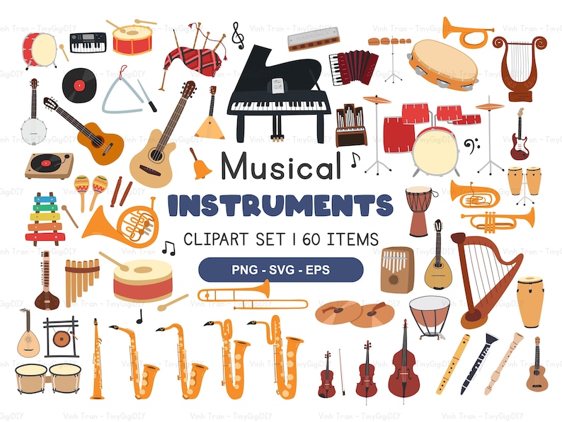 Musical Instruments Clipart Set Orchestra Clip Art Bundle - Etsy