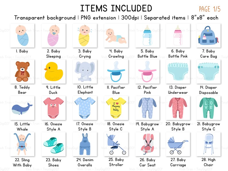 Cute Baby Clipart Set Png Baby Boy Baby Girl Little Newborn - Etsy