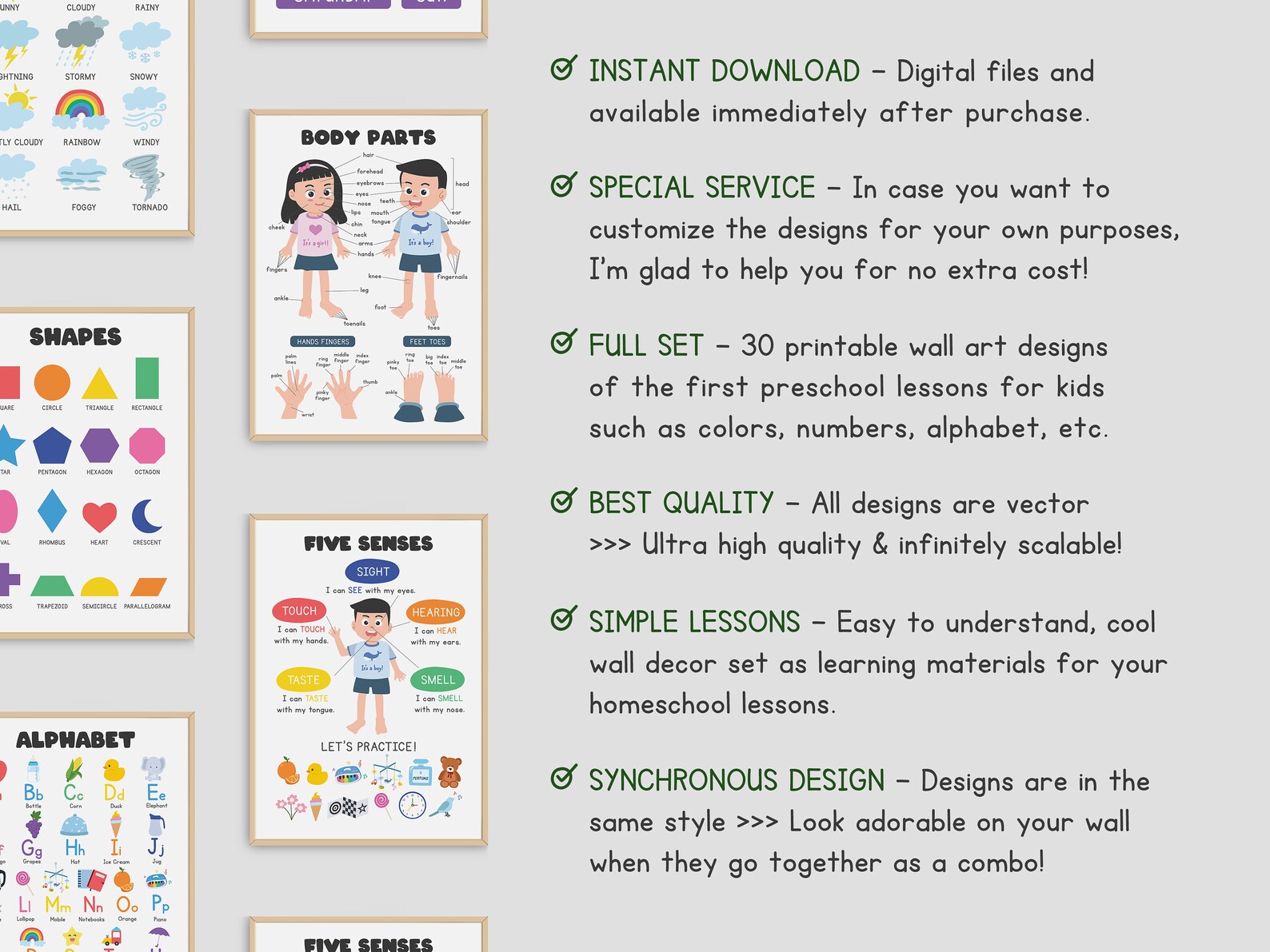 25 Educational Posters Set for Playroom Kids Toddlers - Etsy