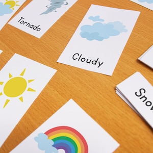 Weather Flashcards Printable, Weather Nomenclature Montessori 3-part ...