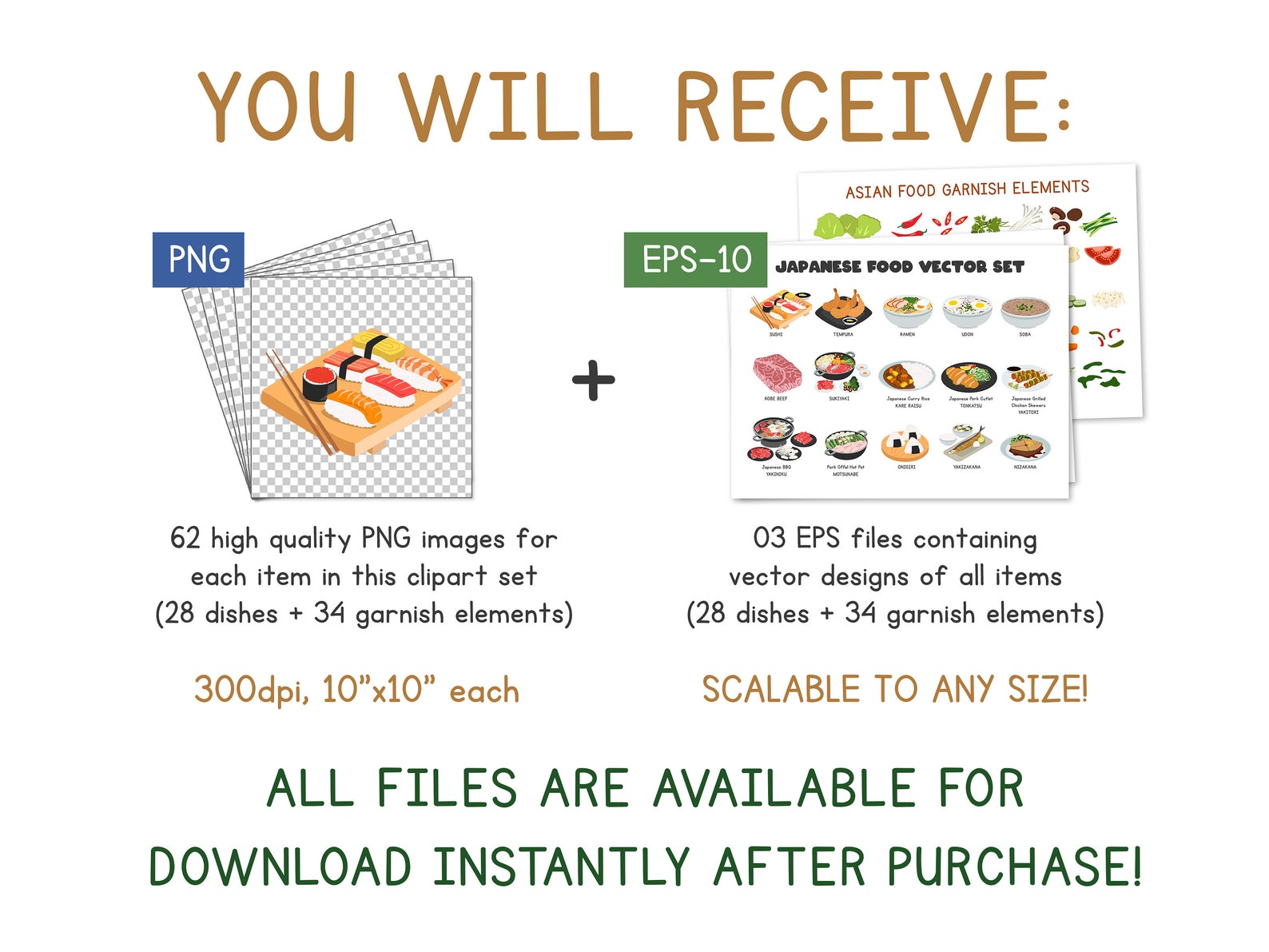 Japanese Food Clipart Set Japanese Cuisine Png, Eps Culture Graphics ...