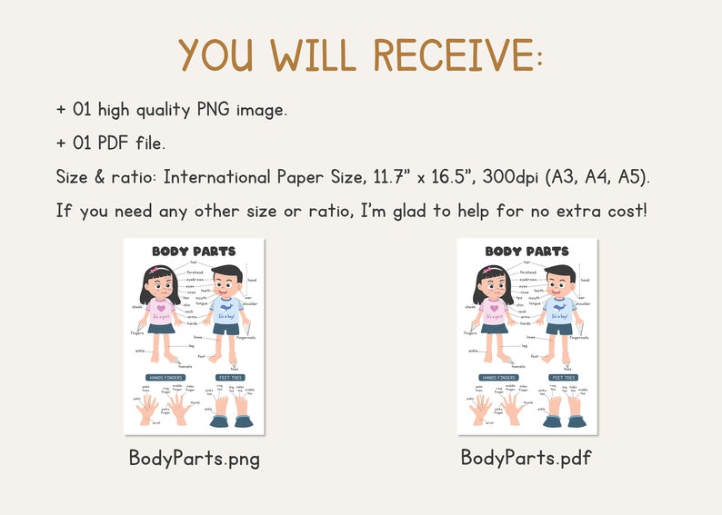 Body Parts Poster Montessori Homeschool Educational Posters for Kids ...