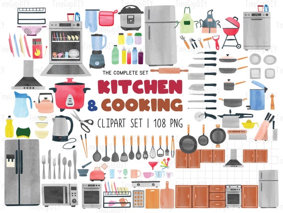 Kitchen Utensils Clipart Bundle Cooking Clipart Set Png - Etsy